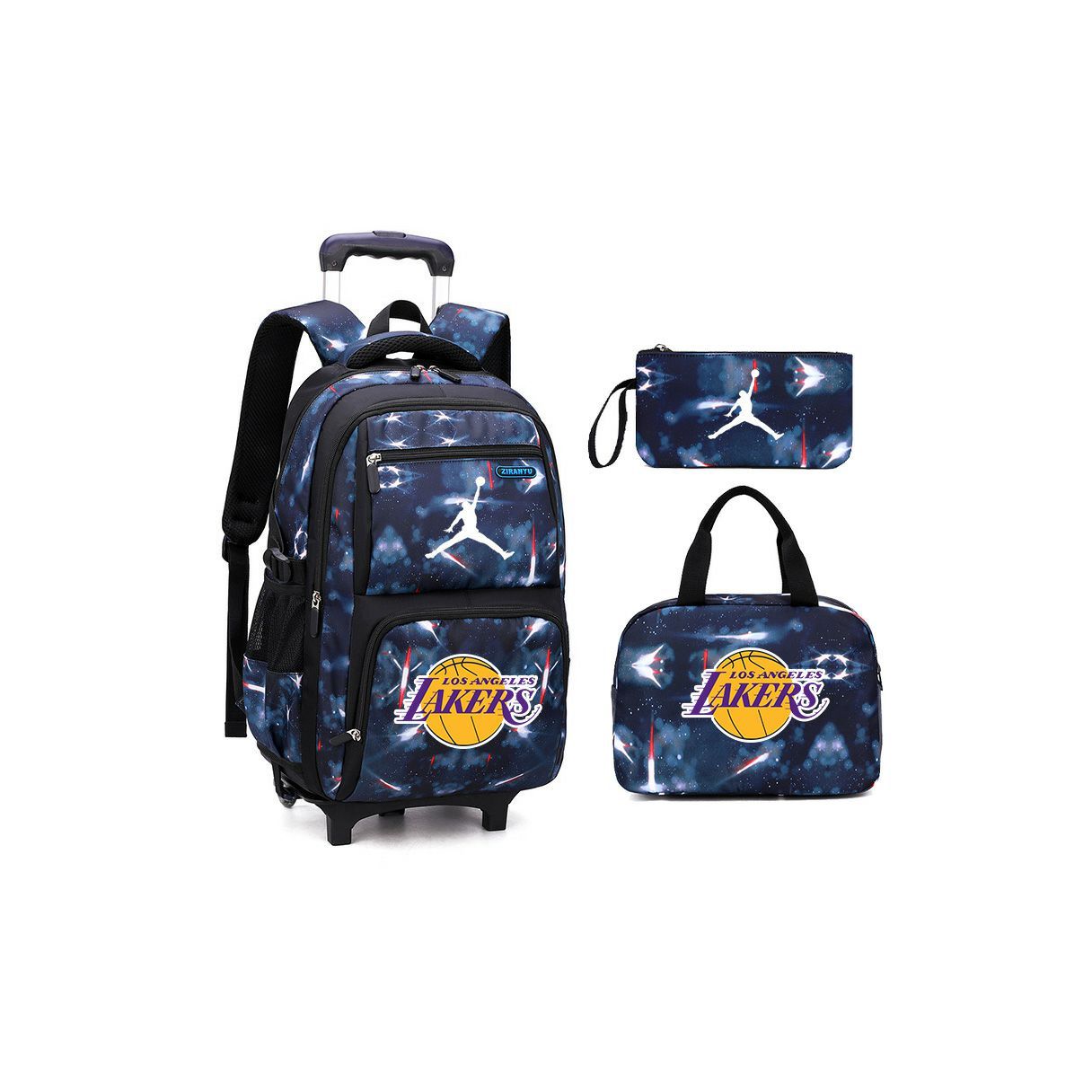 NBA Lakers Boys Rolling Backpacks Kids'Luggage Wheeled Backpack for ...