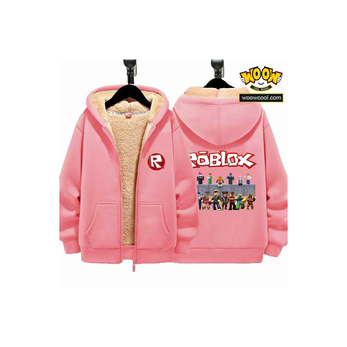 Roblox Boys Girls Kid's Winter Sherpa Lined Zip Up Sweatshirt Jacket ...