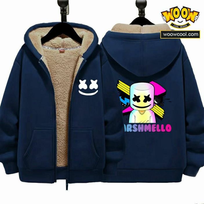 Marshmello Boys Girls Kid's Winter Sherpa Lined Zip Up Sweatshirt ...