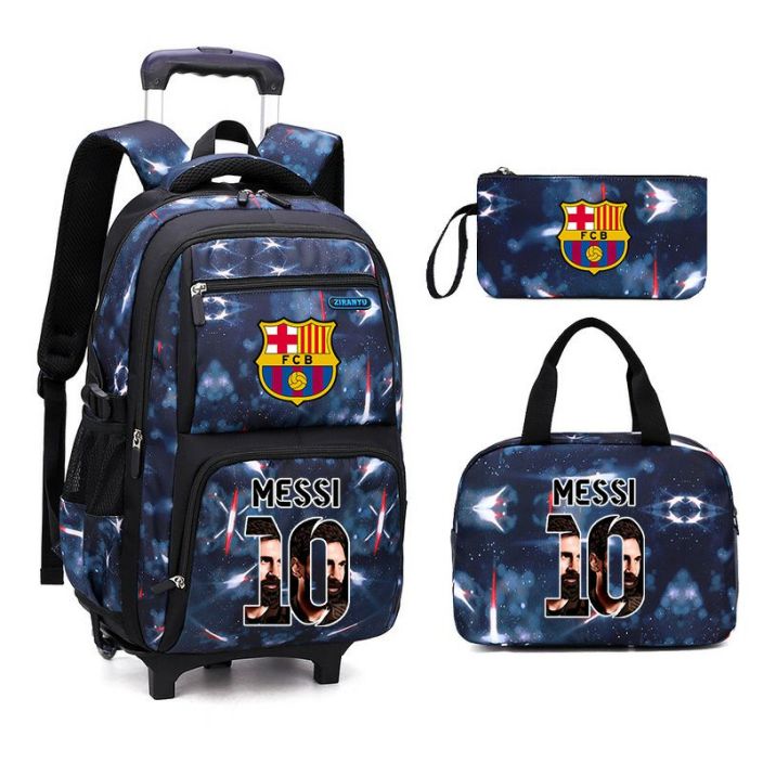 Messi 3Pcs Starry Sky Rolling Backpack for Boys Backpack with Wheels ...