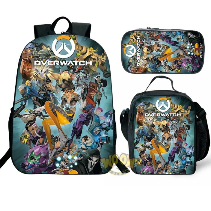 Overwatch Backpack Lunch box School Bag Kid Bookbag Best Gifts