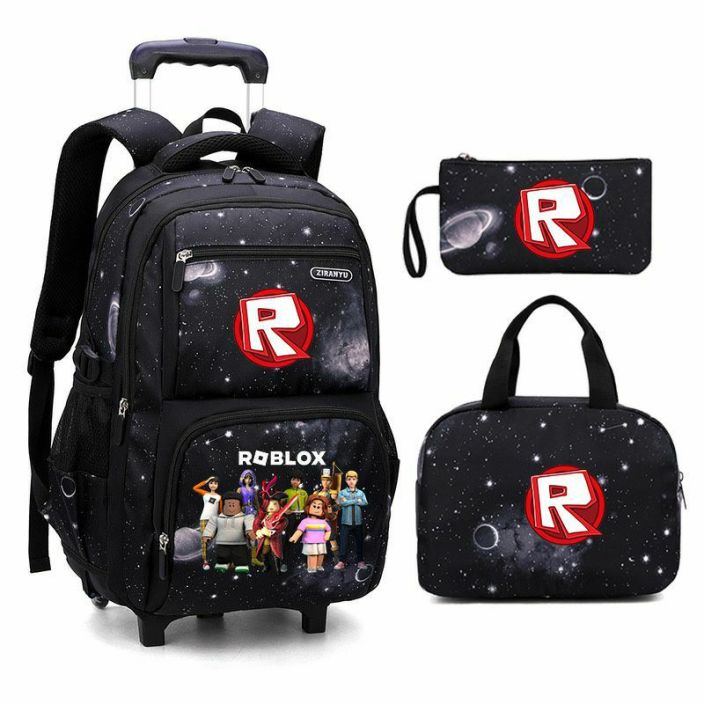 Roblox Boys Rolling Backpacks Kids'Luggage Wheeled Backpack for School ...