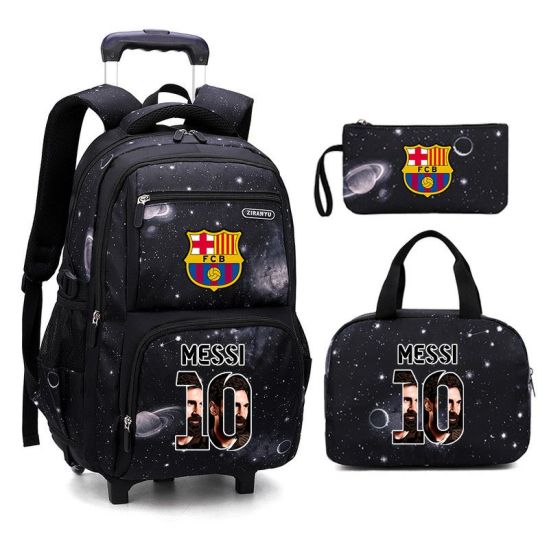 Messi 3Pcs Starry Sky Rolling Backpack for Boys Backpack with Wheels ...