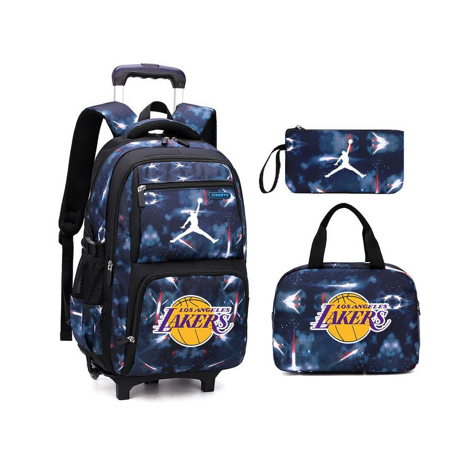 NBA Lakers Boys Rolling Backpacks Kids'Luggage Wheeled Backpack for ...
