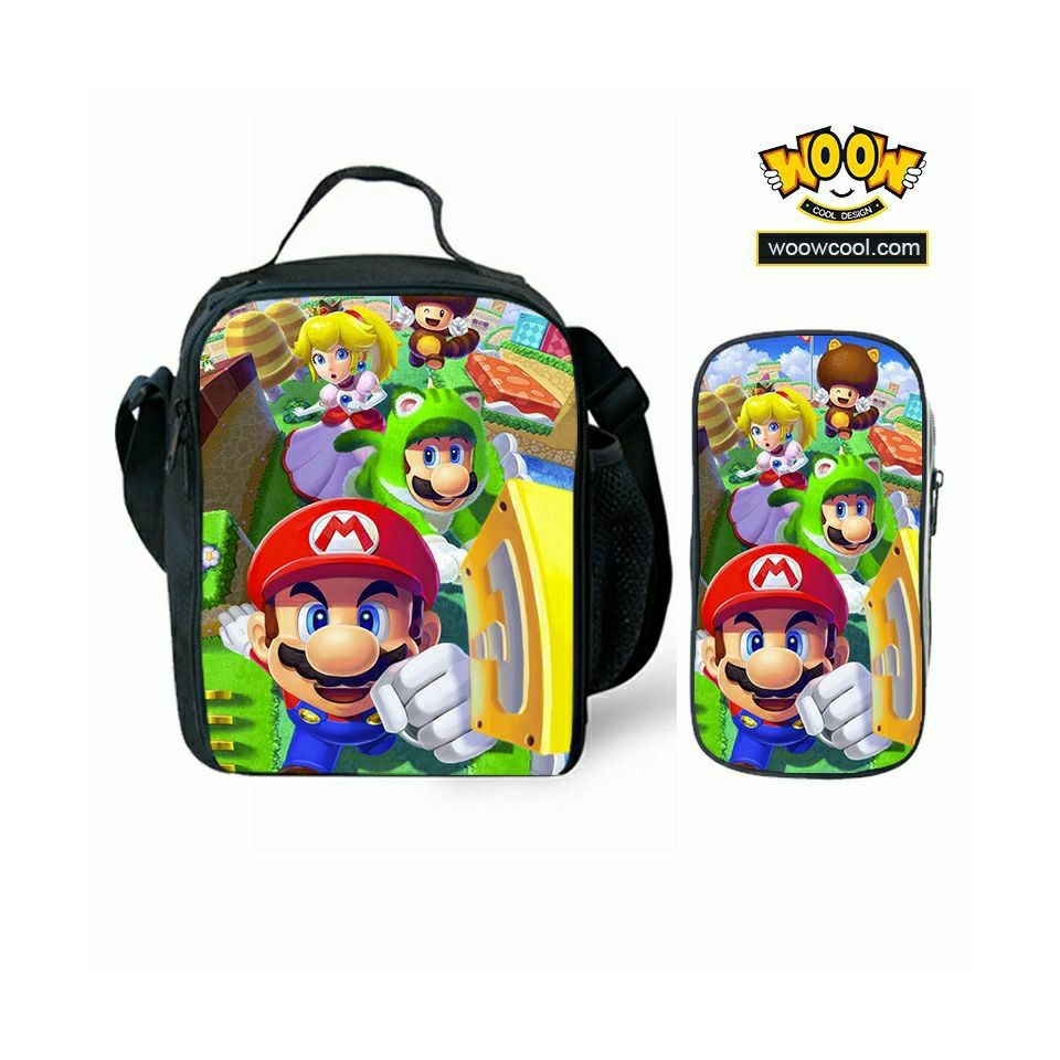 NEW Super Mario Lunch Box Waterproof Insulated Lunch Bag Portable Lunch box