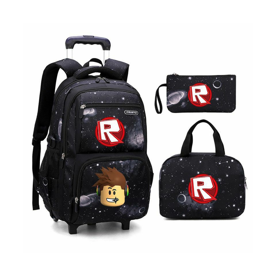 Roblox 3Pcs Starry Sky Rolling Backpack for Boys Backpack with Wheels ...