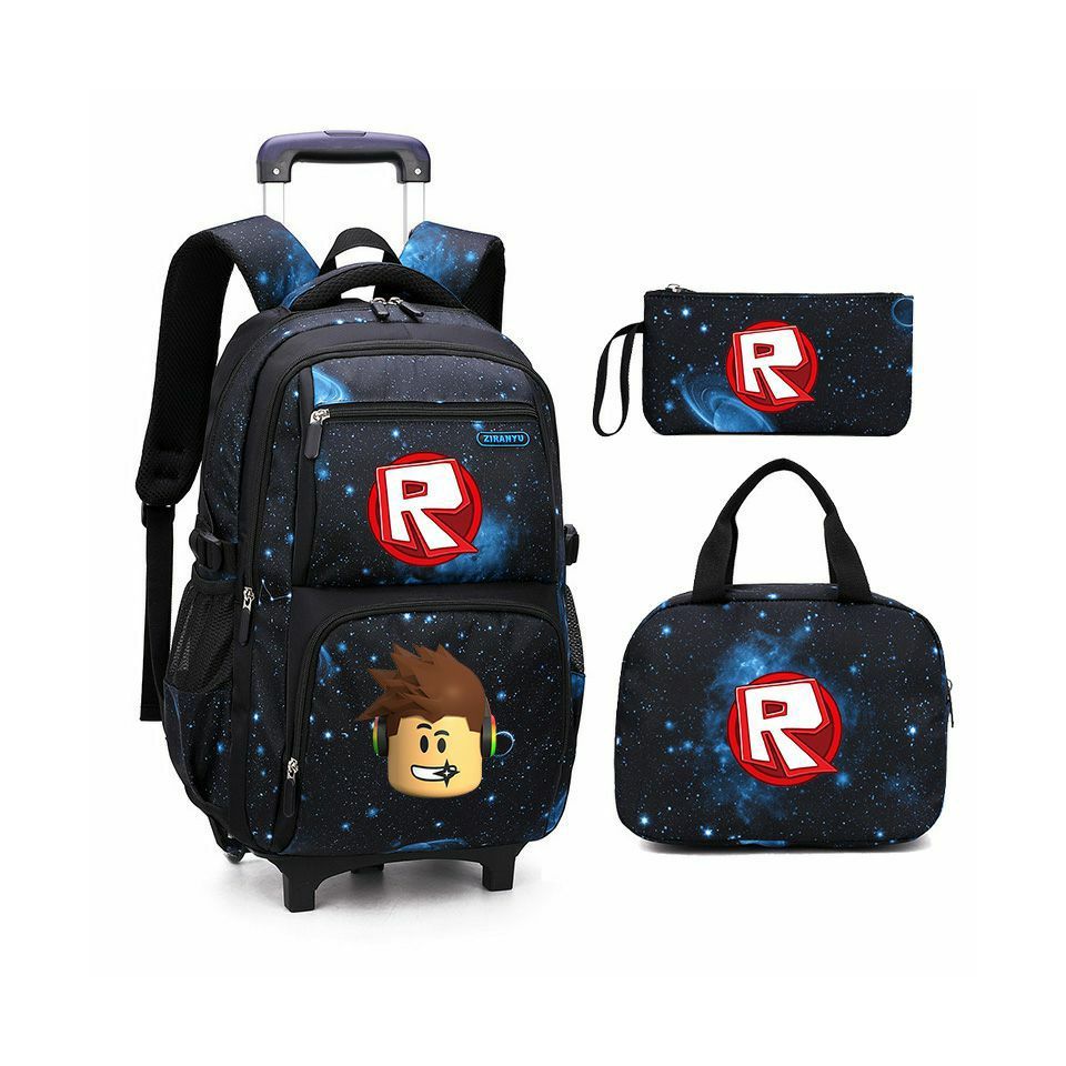 Roblox 3Pcs Starry Sky Rolling Backpack for Boys Backpack with Wheels ...