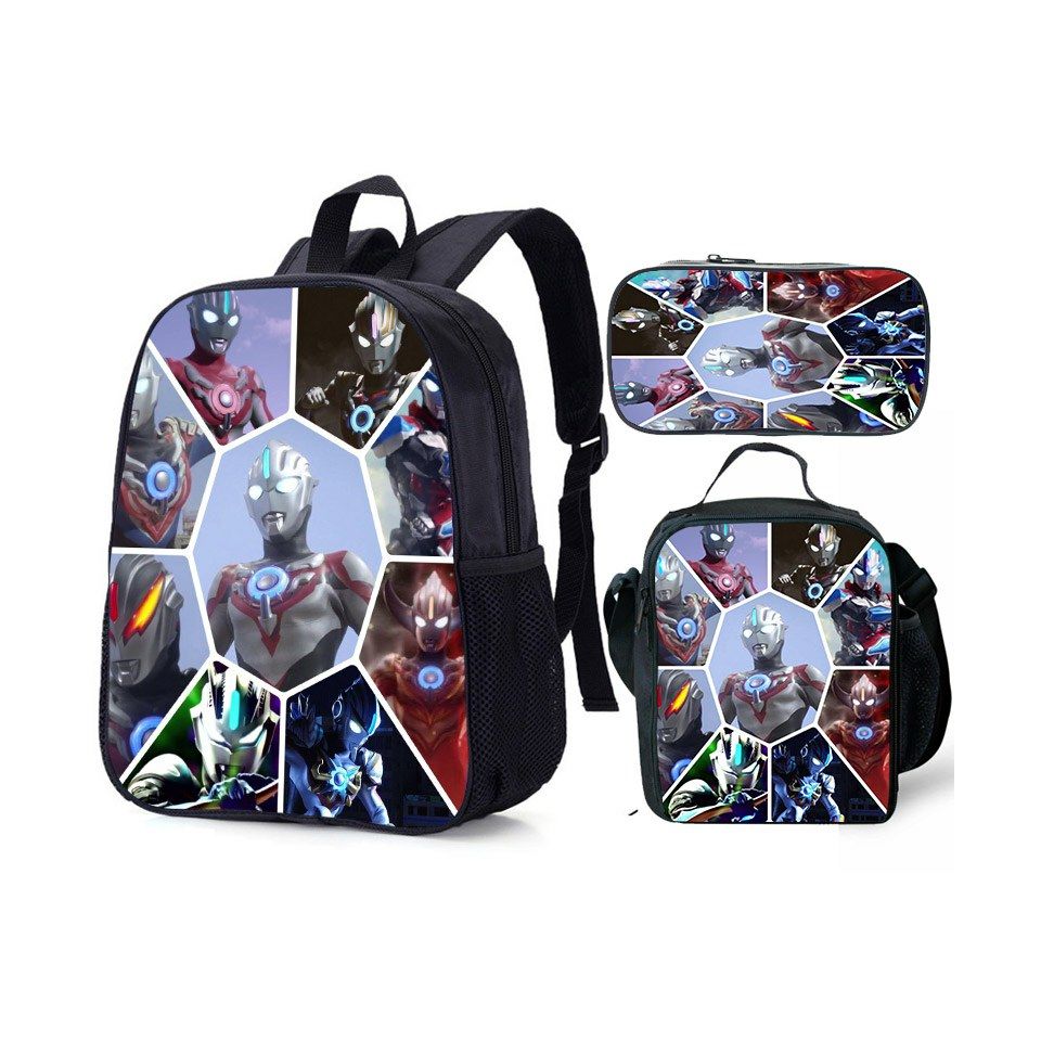 Ultraman Backpack and Lunch box for School Bag Waterproof Bookbag Kid Gifts