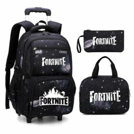 Fortnite LOGO 3Pcs Starry Sky Rolling Backpack for Boys Backpack with ...